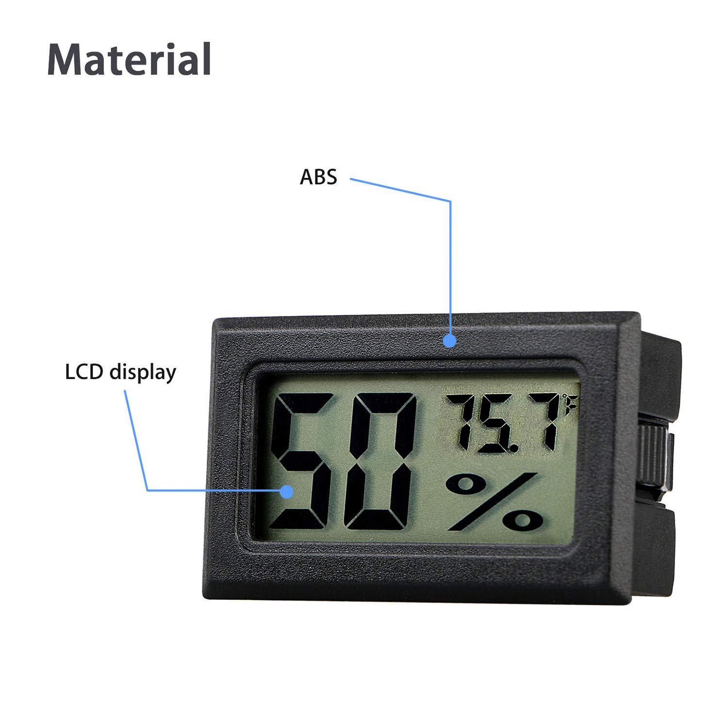 Veanic 4-Pack Mini Digital Electronic Temperature Humidity Meters Gauge Indoor Thermometer Hygrometer LCD Display Fahrenheit (℉) for Humidors, Greenhouse, Garden, Cellar, Fridge, Closet