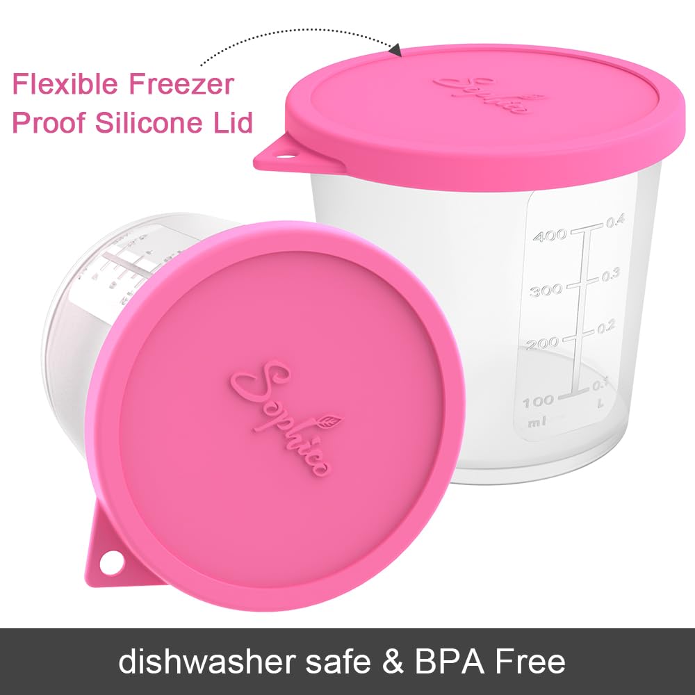 SOPHICO Ice Cream Pint Containers with Silicone Lids, Freezer Food Storage Tubs for Homemade IceCream, Meal Prep, Yogurt and Soup, Airtight & Dishwasher Safe (MEDIUM, 4 Pack)