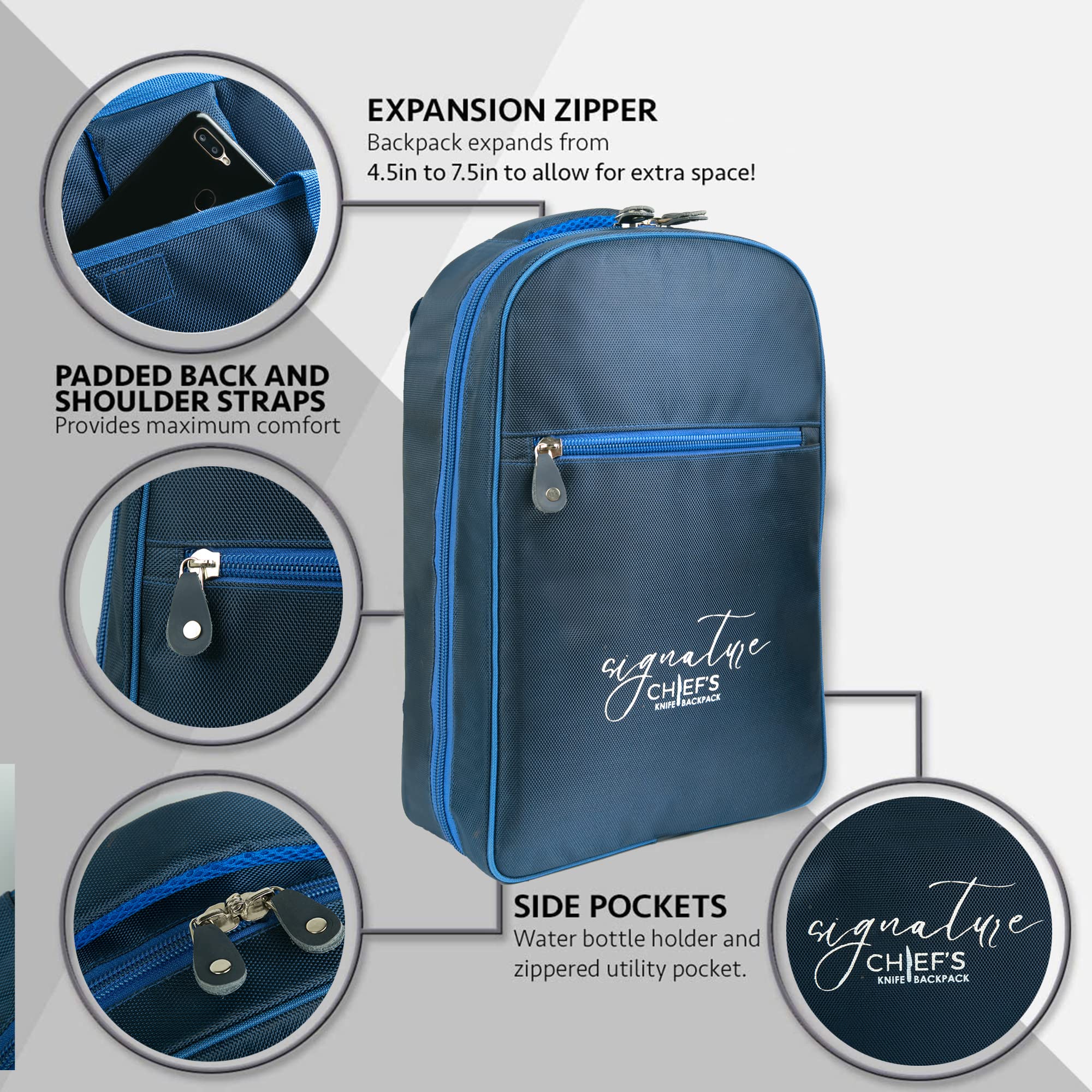 Chef Knife Backpack | Chef Knife Bag | Waterproof Material | Chefs Case with 30+ Pockets for Knives & Utensils | Sturdy Travel Knife Bag | Culinary Gifts For Chefs & Students