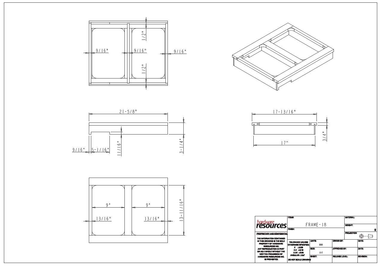 Hardware Resources Pull Out Trash Container System - Top-Mount Garbage Basket Sliders with Mounting Rings - White Birch Wood Face Frame Cabinet, Soft Close Extension - Capacity: 100lbs, 18" Double Can