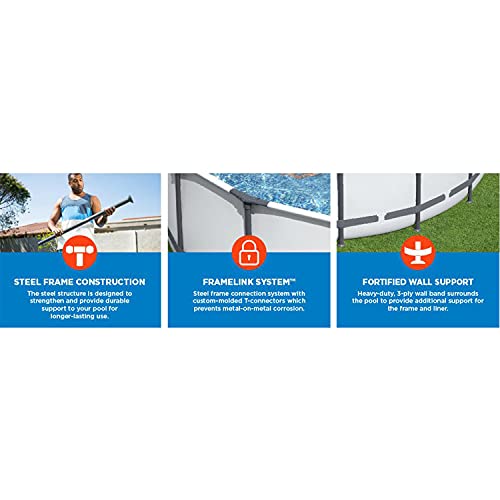 Bestway Steel Pro MAX 18 Foot x 48 Inch Round Metal Frame Above Ground Outdoor Swimming Pool Set with 1,000 Filter Pump, Ladder, and Cover