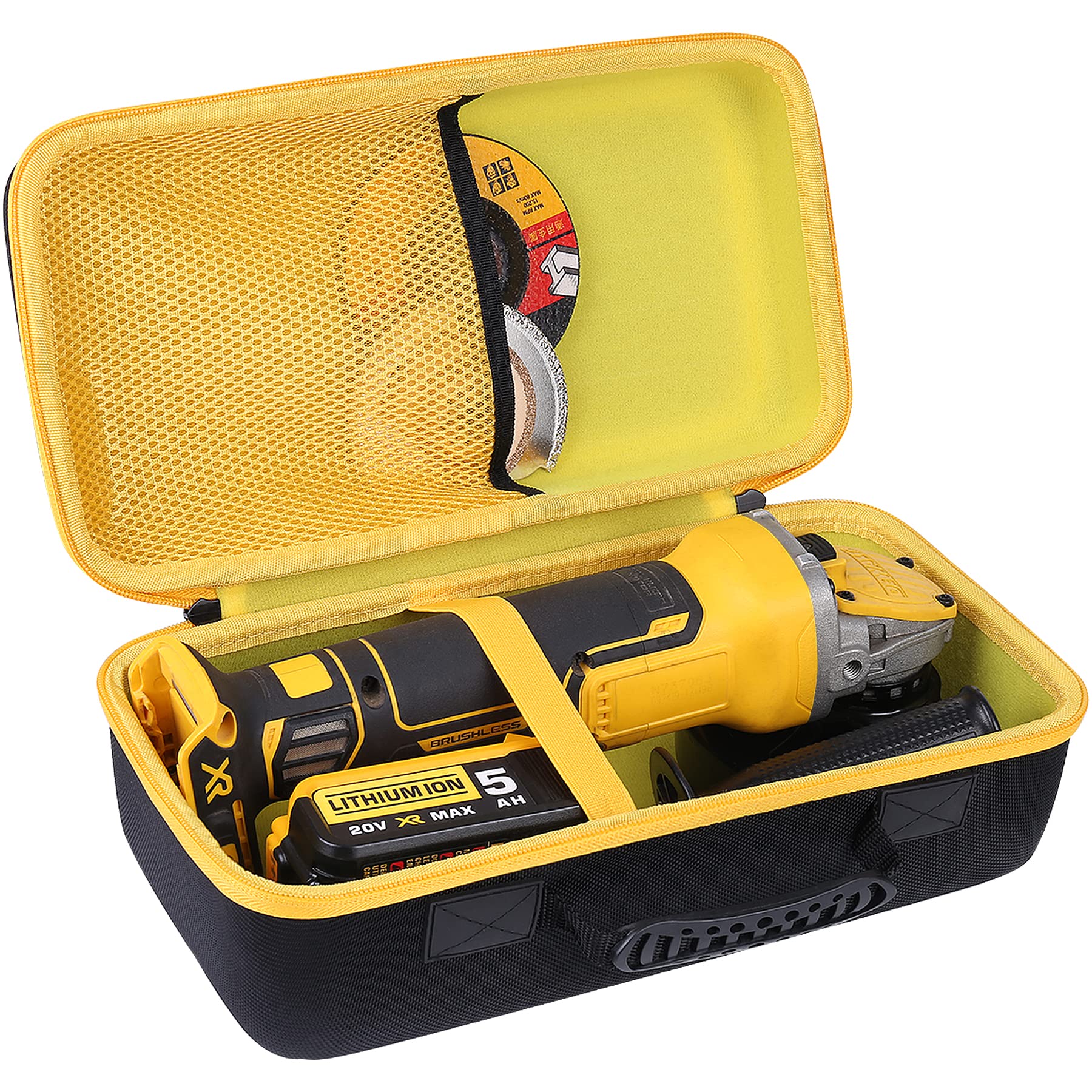 Hard Case for Dewalt 20v/60v Max XR Battery and Charger + DEWALT 20V MAX Angle Grinder Tool