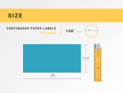 HOUSELABELS Compatible with DK-2205 Replacement Roll for Brother QL Label Printers; Blue Continuous Length Labels; 2-4/9" x 100 feet (62mm*30.48m) - 1 Roll