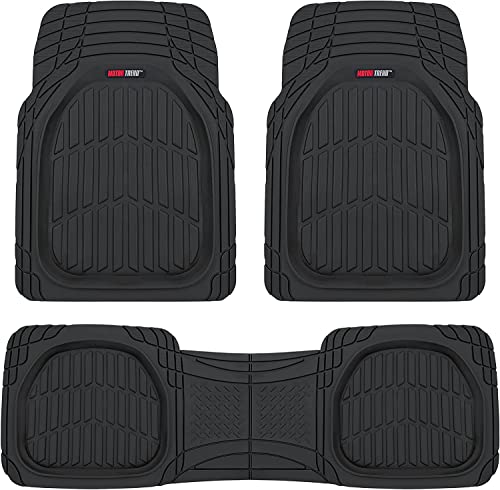 Motor Trend FlexTough Floor Mats for Cars, Black Deep Dish All-Weather Car Mats, Waterproof Trim-To Fit Automotive Floor Mats for Cars Trucks SUV, Universal Floor Liner Car Accessories