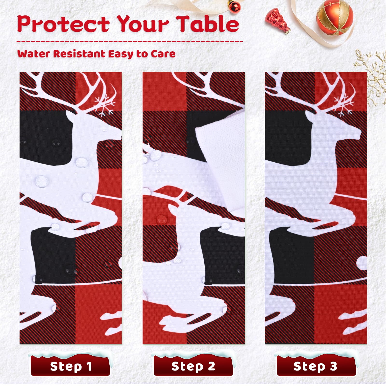 Alishomtll Christmas Tablecloth Oval 60x84 Inch, Red and Black Checkered Table Cloth Oval Tables for Christmas Decor, Snowflake Waterproof Table Decorations