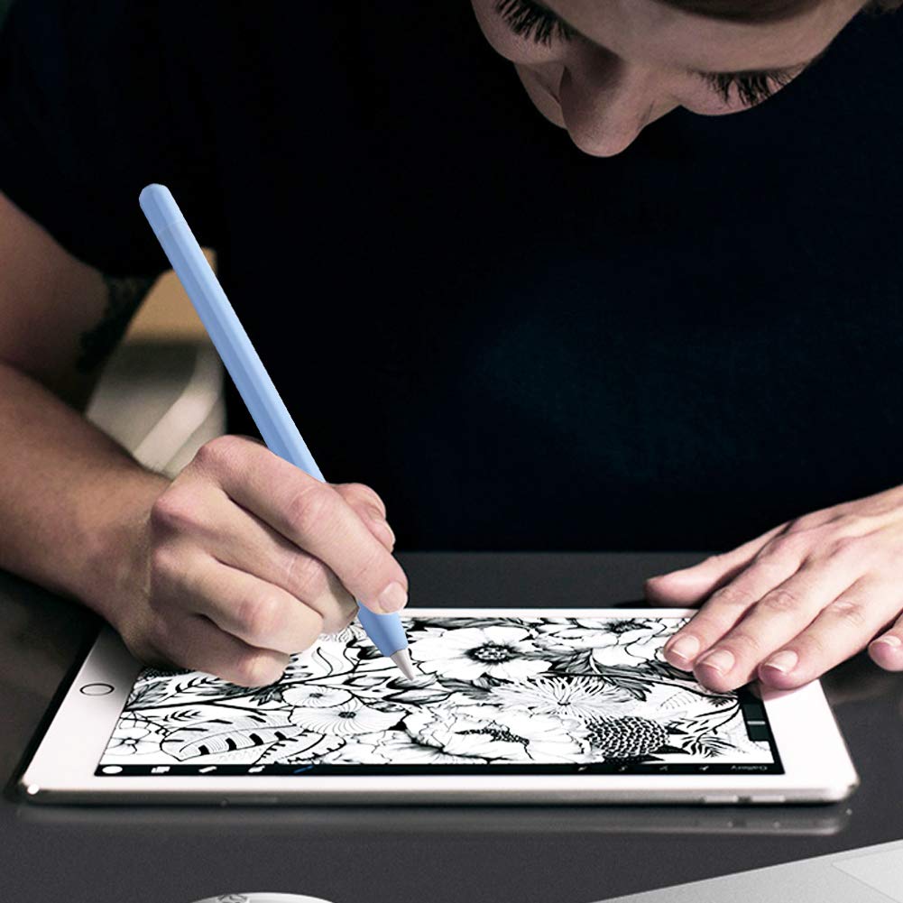 YINVA Case, Grip, Accessories Holder for Apple Pencil 1st Generation, Cover Sleeve with Protective Nib Cover for iPad Pencil(Blue)