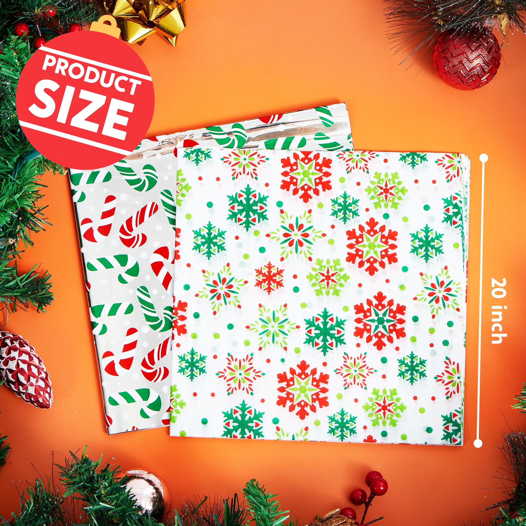 JOYIN 150 Pieces Christmas Wrapping Tissue Paper w/ Hologram & Prints for Gift Decoration, Gift Wrapping Boxes and Bags, Holiday Gift Extra-Special, Christmas Trees, Wine Bottles, Art & Craft and More