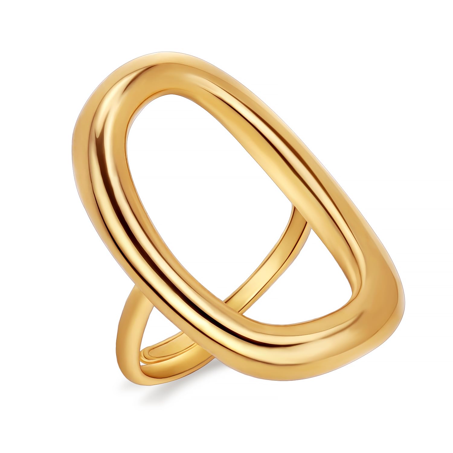 YADUDA Dainty Oval Open Ring for Women 18K gold plated Chunky Statement Band Rings Simple Stack Finger Jewelry Gift,Size 8