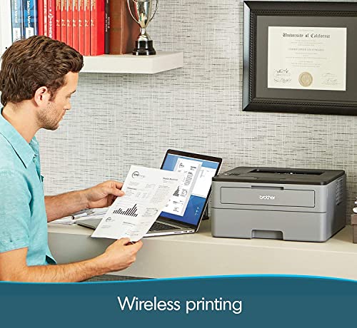 Brother HL-L2350DW Series Compact Wireless Monochrome Laser Printer - Mobile Printing - Auto 2-Sided Printing - Up to 32 Pages/min - Up to 250 Sheet Capacity - Grey & Black - WULIC Printer Cable