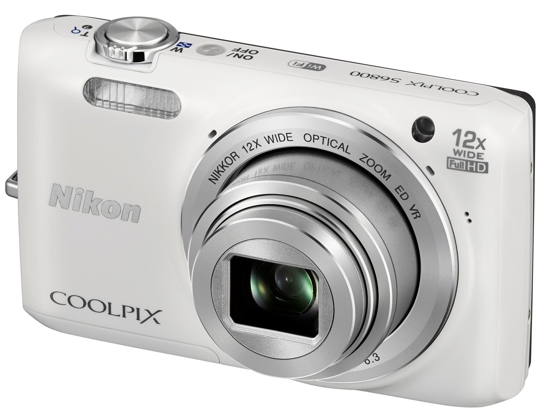Nikon Coolpix S6800 Compact Digital Camera - White (16.0MP, 12x Optical Zoom) 3.0 inch LCD with Wi-Fi