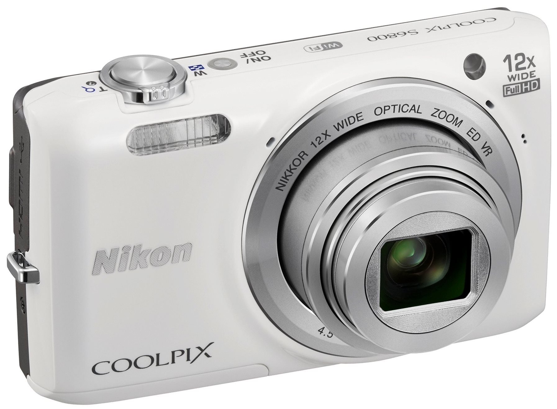 Nikon Coolpix S6800 Compact Digital Camera - White (16.0MP, 12x Optical Zoom) 3.0 inch LCD with Wi-Fi