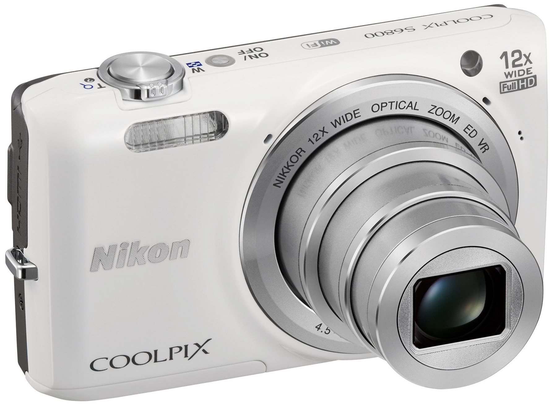 Nikon Coolpix S6800 Compact Digital Camera - White (16.0MP, 12x Optical Zoom) 3.0 inch LCD with Wi-Fi