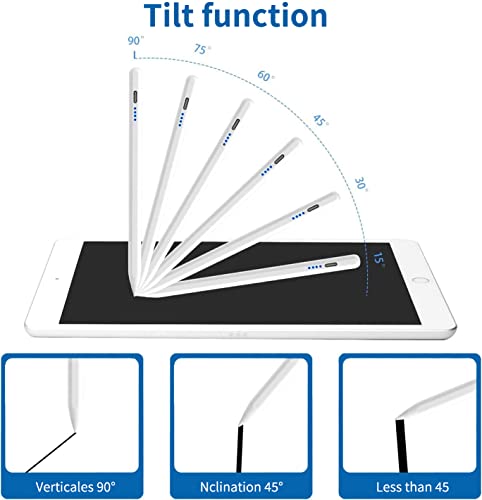 Stylus Pen for Apple iPad 1st 2nd 9th&10th(2018-2023) with Type-c Charging Magnetic, Palm Rejection,Tilting Detection, Compatible with iPad 6/7/8/9/10, iPad Air 3/4/5, iPad Mini 5/6, iPad Pro 11"/12.9