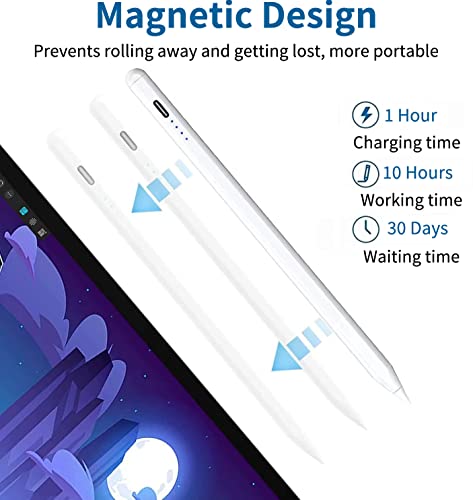 Stylus Pen for Apple iPad 1st 2nd 9th&10th(2018-2023) with Type-c Charging Magnetic, Palm Rejection,Tilting Detection, Compatible with iPad 6/7/8/9/10, iPad Air 3/4/5, iPad Mini 5/6, iPad Pro 11"/12.9