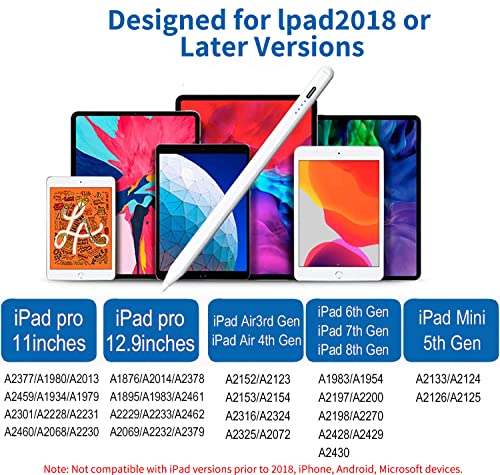 Stylus Pen for Apple iPad 1st 2nd 9th&10th(2018-2023) with Type-c Charging Magnetic, Palm Rejection,Tilting Detection, Compatible with iPad 6/7/8/9/10, iPad Air 3/4/5, iPad Mini 5/6, iPad Pro 11"/12.9