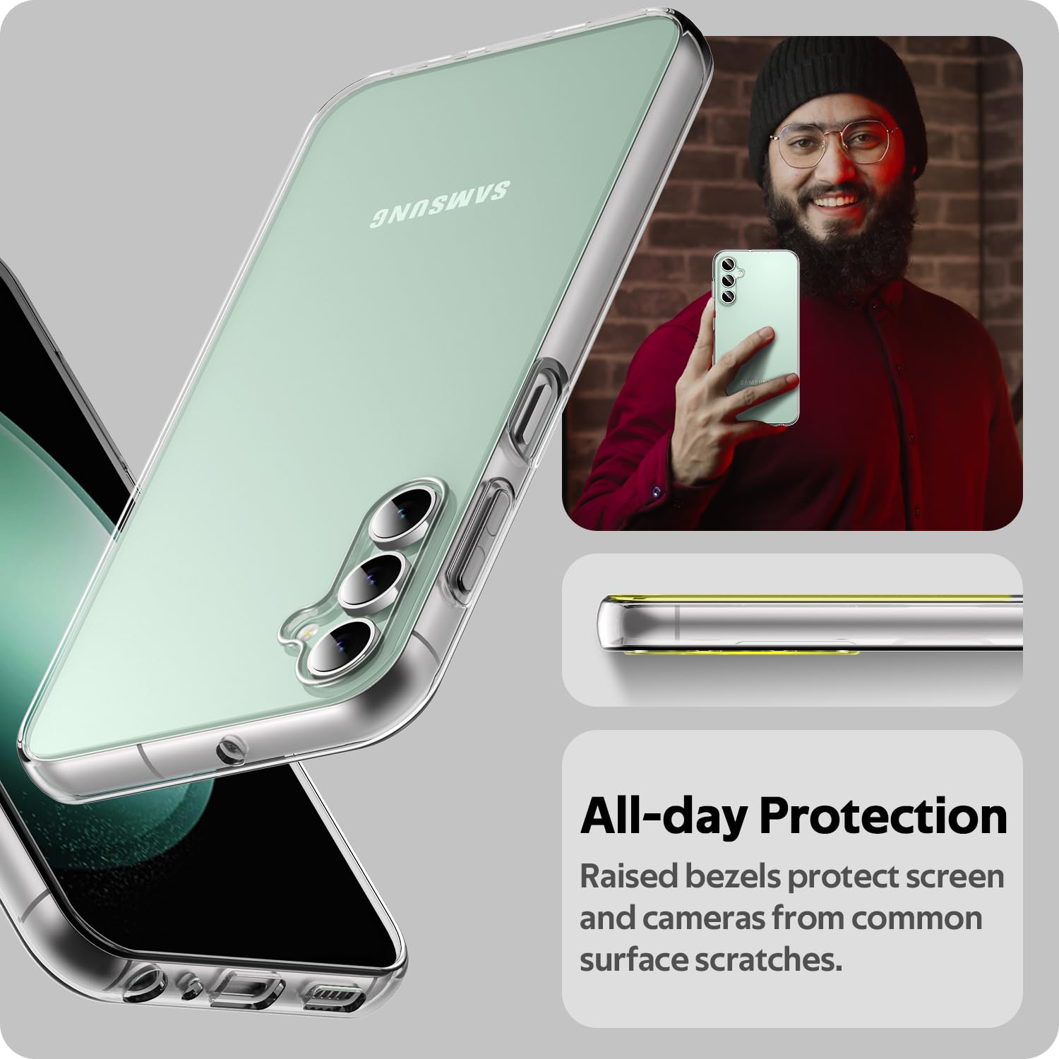Aeska Clear Case for Galaxy S23 FE 5G, Ultra [Slim Thin] Flexible Clear TPU [Scratch-Resistant] Gel Rubber Soft Skin Silicone Protective Phone Case Cover for Samsung Galaxy S23 FE 5G (Clear)