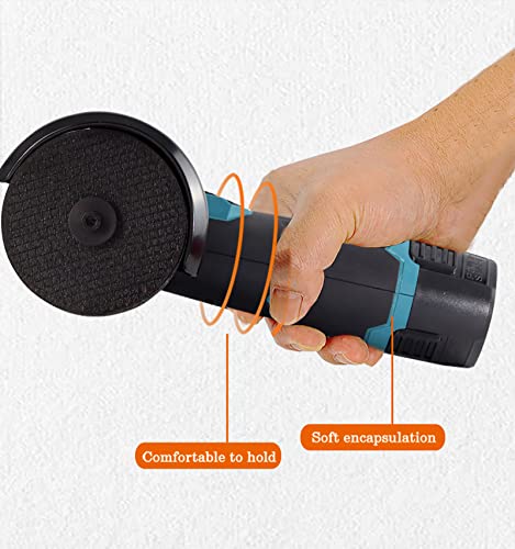 DALYNN 12V dless Brush Angle Grinder Kit, Ginding disc 3 Inch/76mm, Lightweight Angle Grinder Tool w/ 2PCS 1300mAh Lithium-Ion Battery & Charger, Ergonomic Button Position for Reducing Hand Pressure