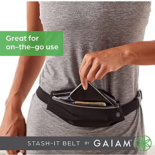 Gaiam Stash-It-Belt Running Pack Accessories Storage Belt Bag for Women and Men - Adjustable Belt with Moisture-Wicking Fabric - Lightweight Run Belt for Exercise & Fitness, Leisure and Travel