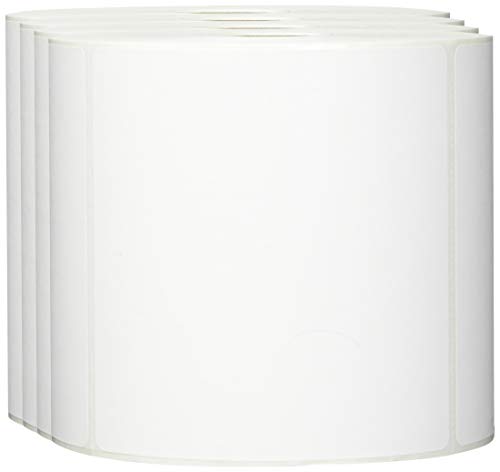 Brother 4"x4" TT Premium Paper Label (for Wax & Wax/Resin Ribbon), 5”OD/1" Core, 750 Labels/Roll, 4 Rolls/Case