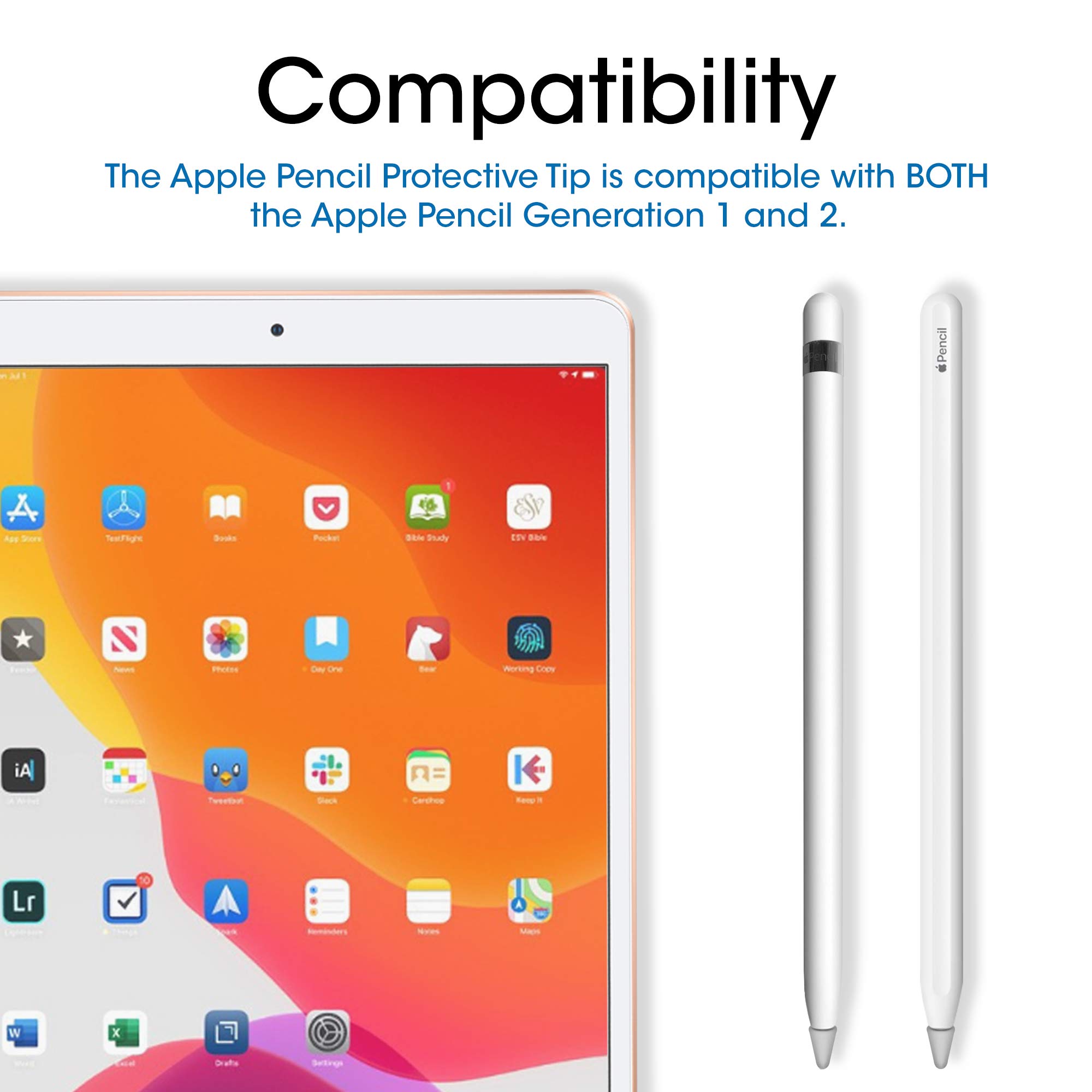 TechMatte Apple Pencil Tip Cover (40-Pack, Clear) Drawing Increased Friction Tool Compatible with Apple Pencil 1 and 2
