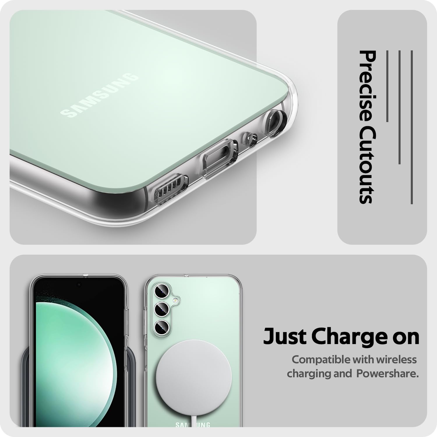 Aeska Clear Case for Galaxy S23 FE 5G, Ultra [Slim Thin] Flexible Clear TPU [Scratch-Resistant] Gel Rubber Soft Skin Silicone Protective Phone Case Cover for Samsung Galaxy S23 FE 5G (Clear)
