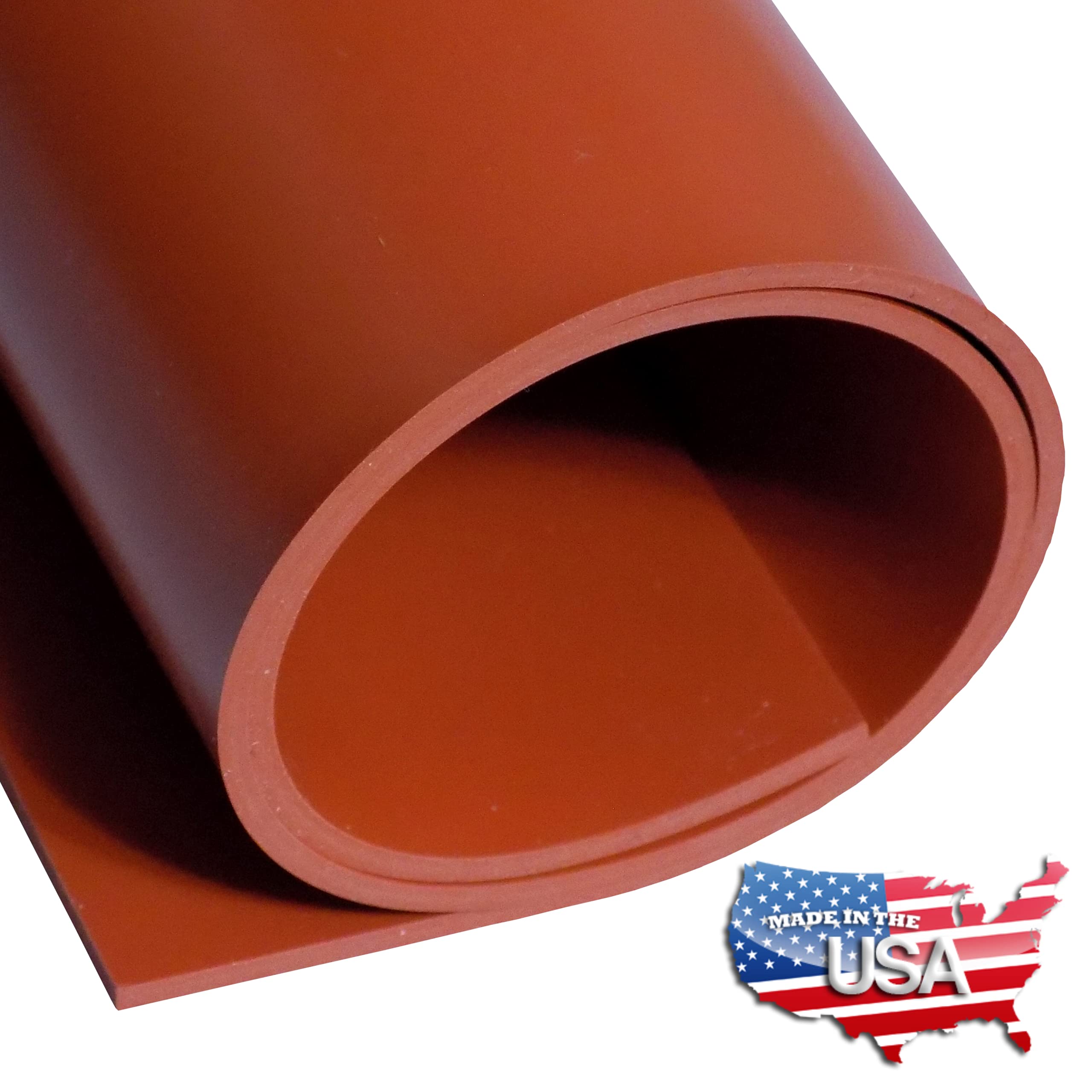 Red Silicone Rubber Sheet, 60A 1/16 x 9 x 12 Inch Commercial Grade, Made in the USA, No Adhesive Backing, High Temp Gasket Material