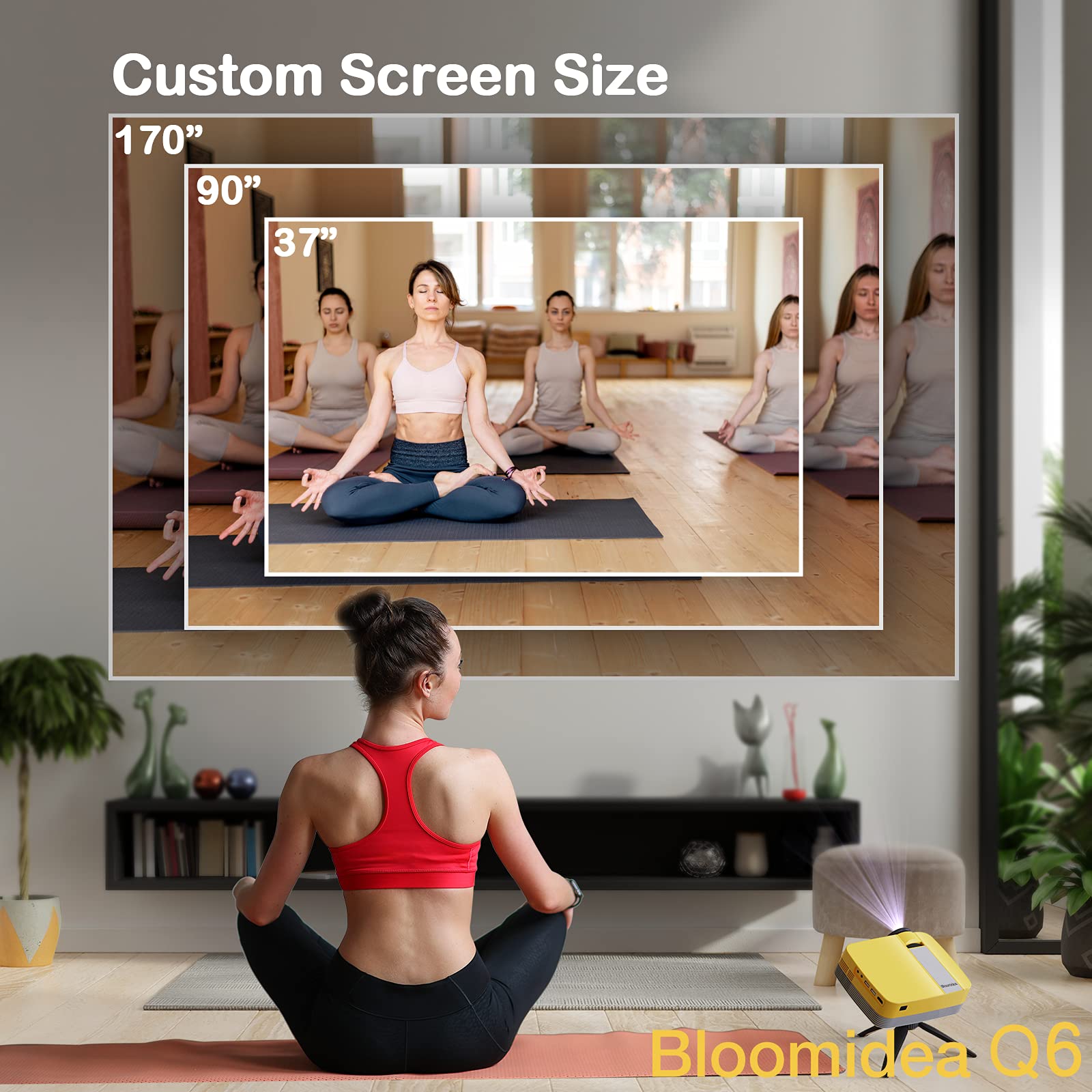Projector 1080P Support, Movie Projector for Outdoor, Hi-Fi Speaker and Tripod Included,Mini Portable Home Theater Projector for TV Stick/HD/USB/AV/PS4/Laptop/PC