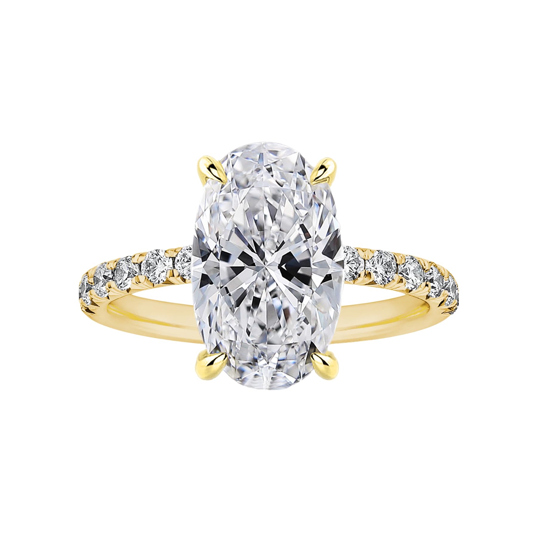 RURULUYA 3.5CT Oval Cut Engagement Rings for Women,Simulated Diamond Ring,925 Sterling Silver 18K Yellow/White Gold Plated Promise Ring (Yellow Gold(3.5CT), 6)