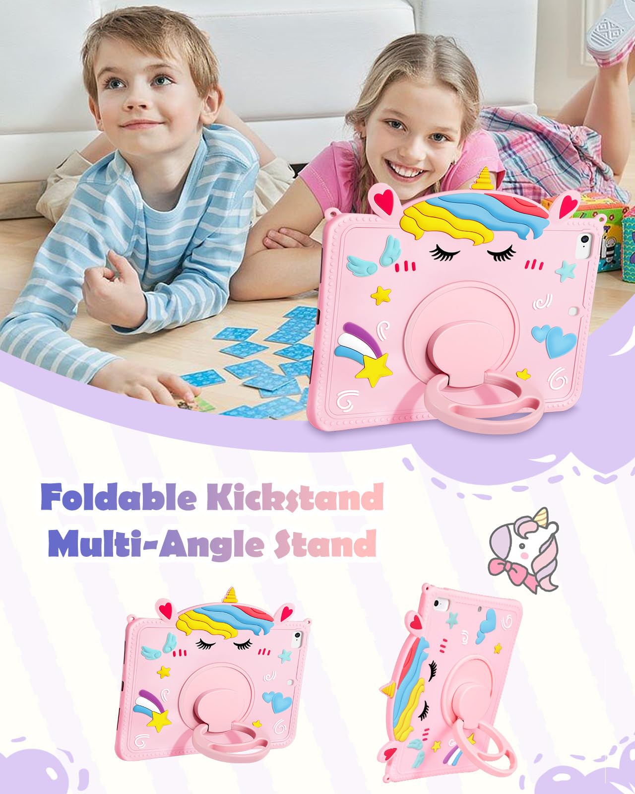 Gurgitat Girls Case for Apple iPad Mini 5/4/3/2/1-7.9 inch Cute Girly Cartoon Unicorn Cases for iPad Mini 5th/4th/3rd/2nd/1st Gen Cover with Pencil Holder Handle Stand Shoulder