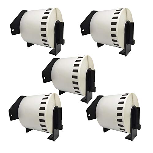 Awesometoner Compatible Replacement for Paper Label Tape Brother DK-2223 DK2223 use with Brother 2'' x 100' (50mm x 30.4m) (Black on White, 5-Pack)