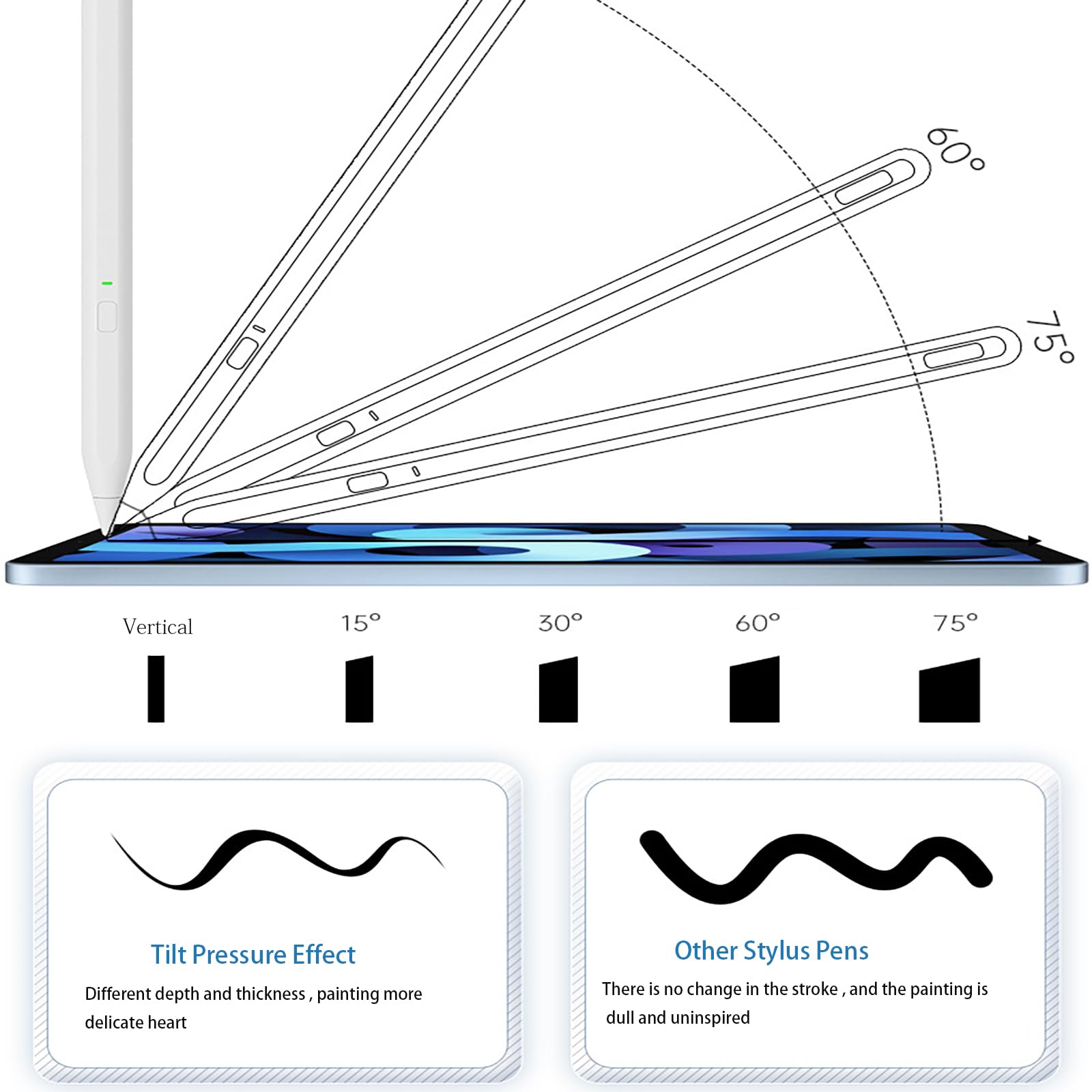 Stylus Pen for iPad 9th&10th Generation Palm Rejection with Pen Case Magnetic Stylus for Apple Pencil,Pen for Apple iPad Compatible with (2018-2023) iPad Pro 11&12.9 inch, ipad 9th Gen