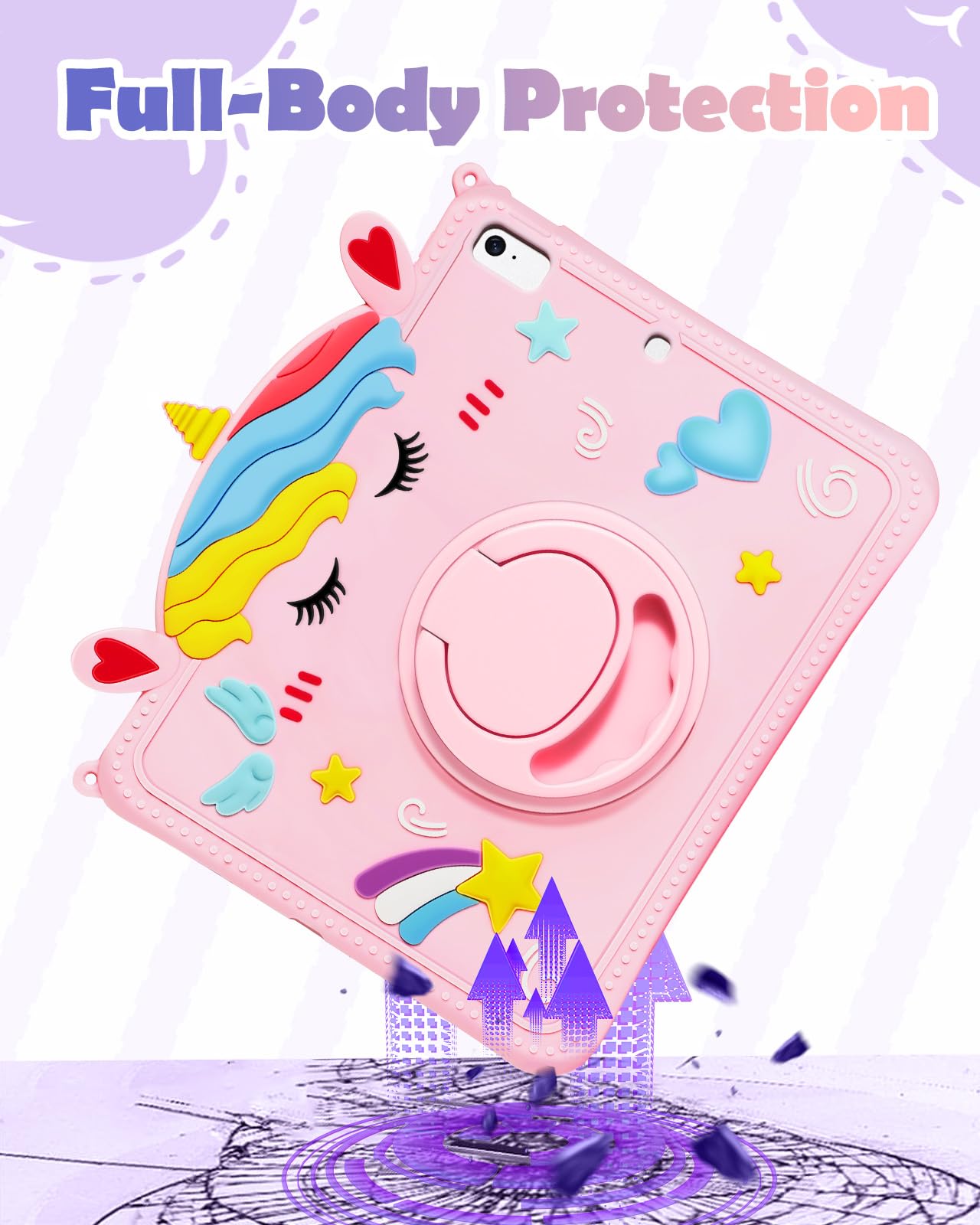 Gurgitat Girls Case for Apple iPad Mini 5/4/3/2/1-7.9 inch Cute Girly Cartoon Unicorn Cases for iPad Mini 5th/4th/3rd/2nd/1st Gen Cover with Pencil Holder Handle Stand Shoulder