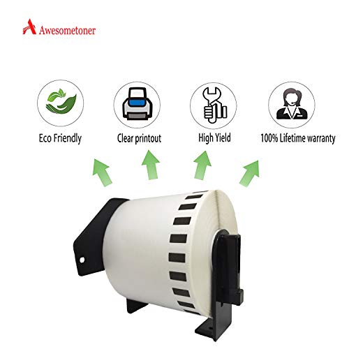 Awesometoner Compatible Replacement for Paper Label Tape Brother DK-2223 DK2223 use with Brother 2'' x 100' (50mm x 30.4m) (Black on White, 5-Pack)