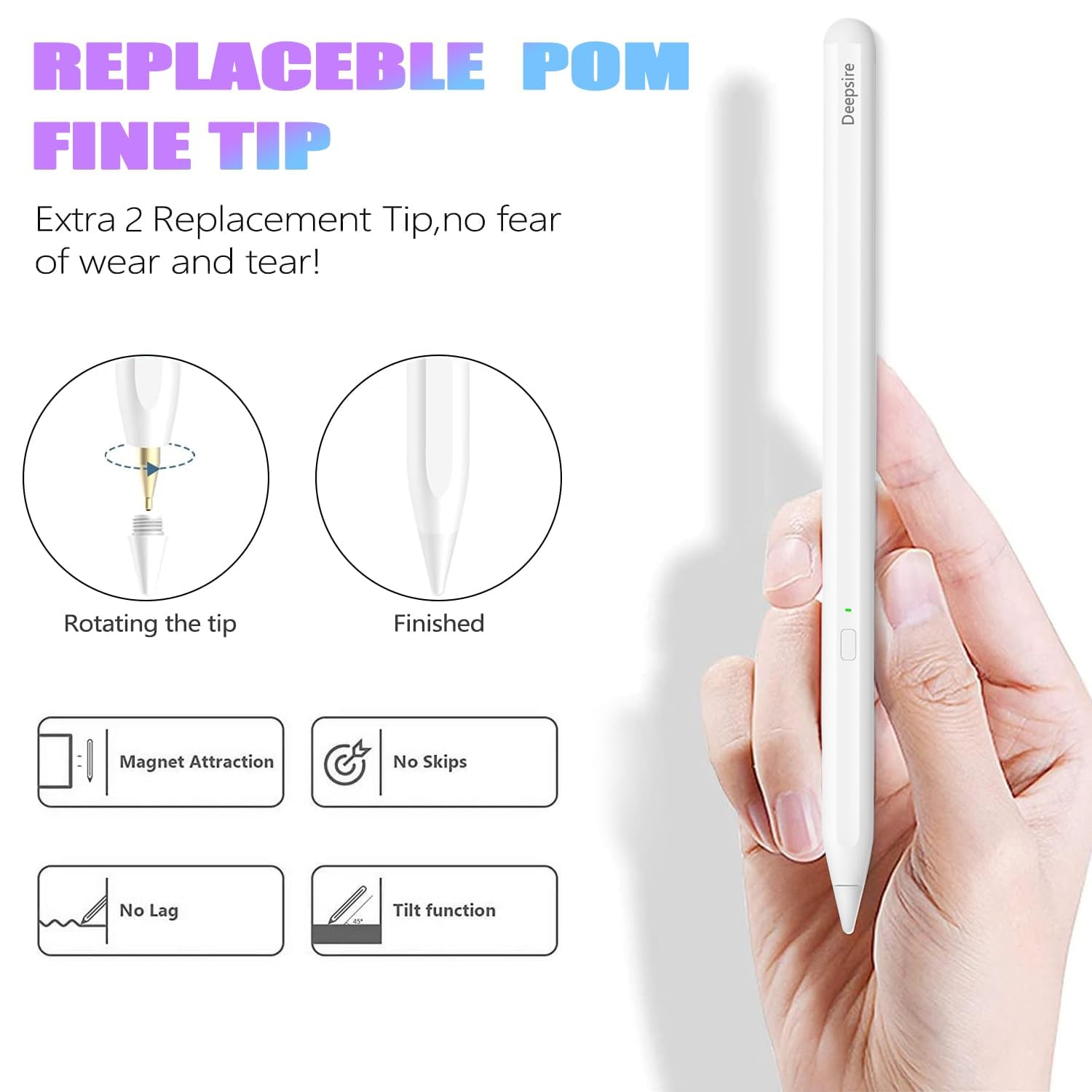 Stylus Pen for iPad 9th&10th Generation Palm Rejection with Pen Case Magnetic Stylus for Apple Pencil,Pen for Apple iPad Compatible with (2018-2023) iPad Pro 11&12.9 inch, ipad 9th Gen