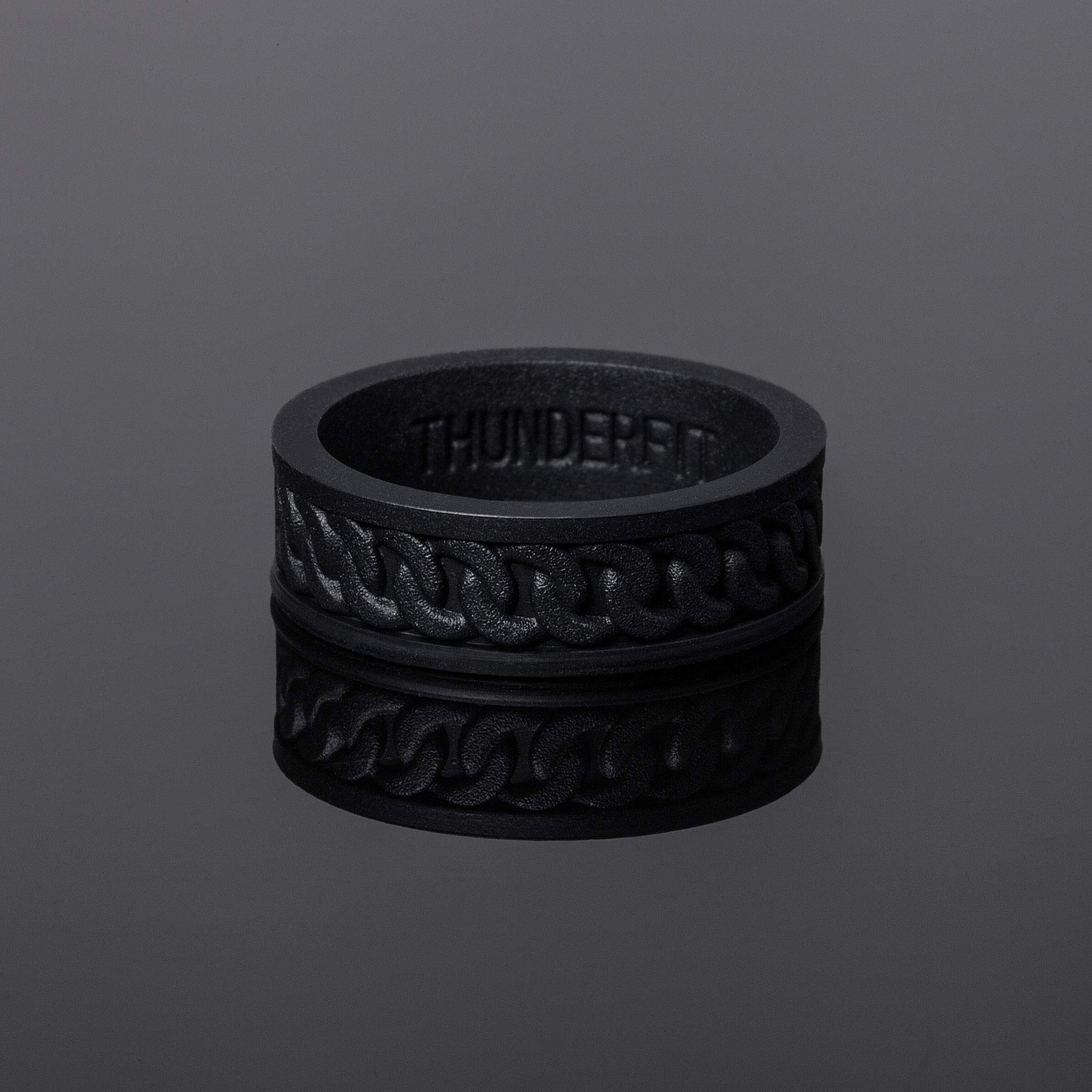 ThunderFit Silicone Wedding Rings for Men, Chain Design Rubber Engagement Bands 7mm Wide 2mm Thick - 1/4/7 Variety Multipack (Pack A, 14.5-15 (23.82mm))