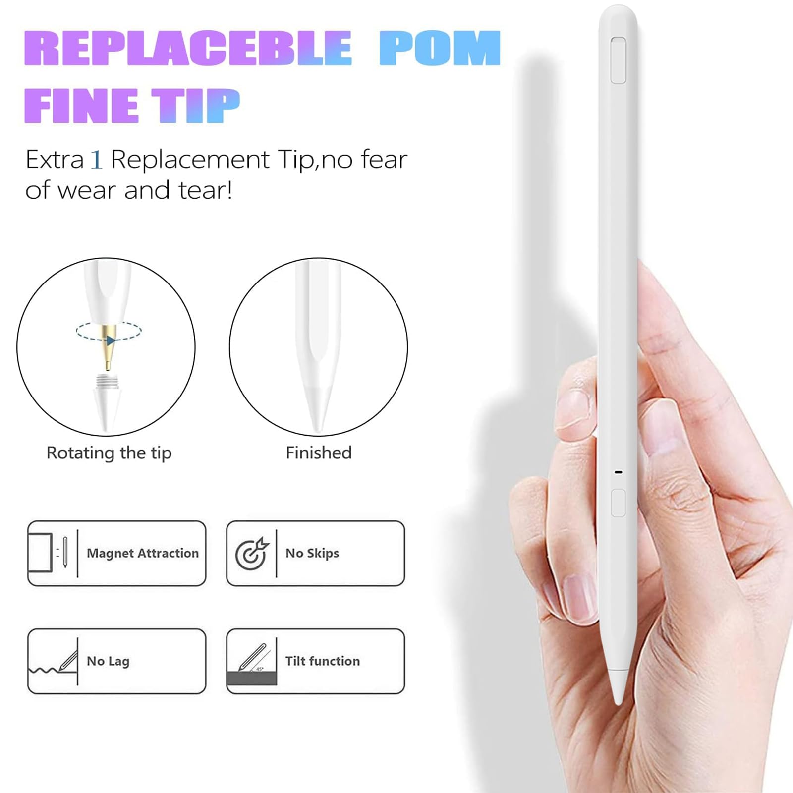 Stylus Pen for iPad 9th&10th Generation Palm Rejection with Pen Case Magnetic Stylus for Apple Pencil,Pen for Apple iPad Compatible with (2018-2023) iPad Pro 11&12.9 inch, ipad 9th Gen