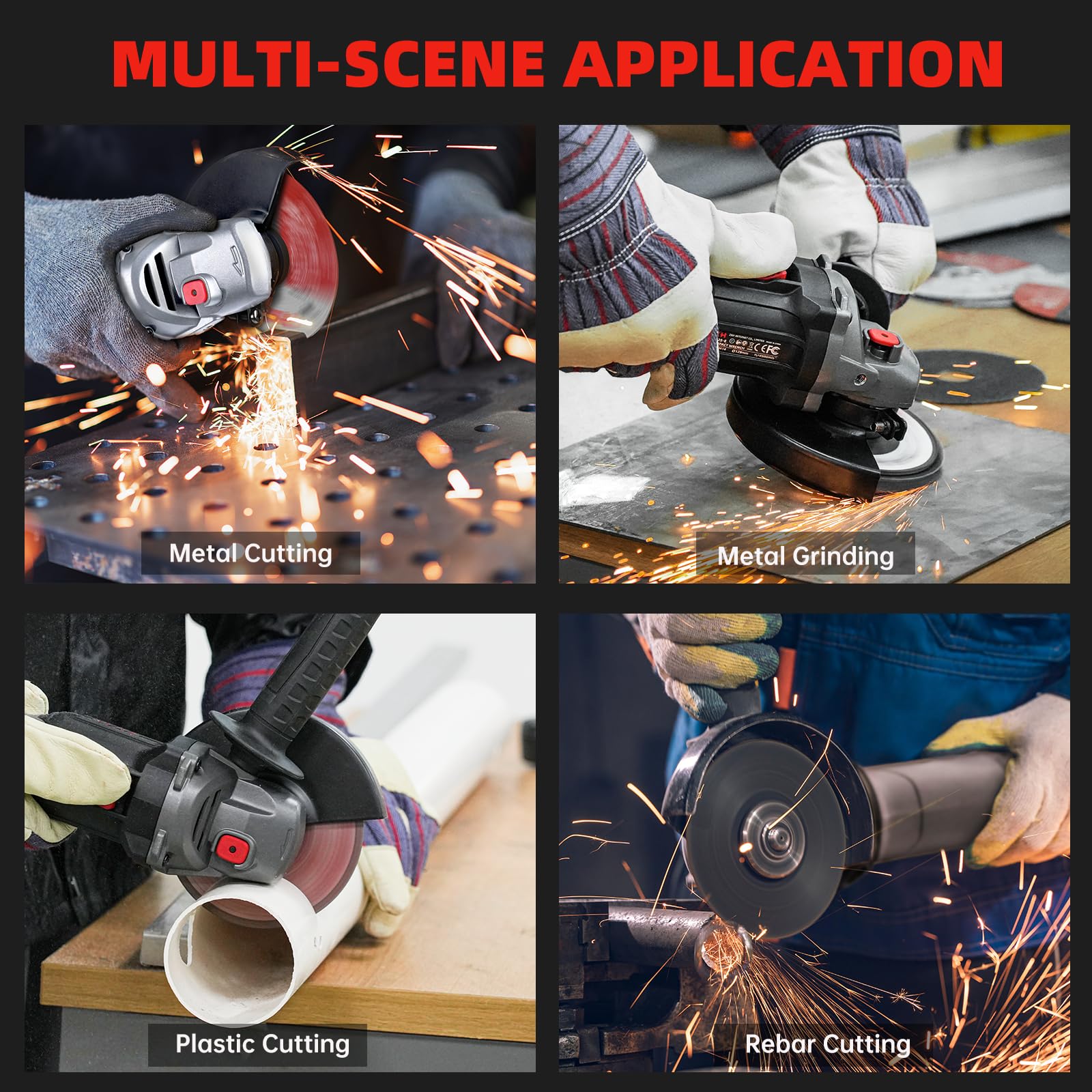 ZKH Cordless Angle Grinder Kit - 8500RPM Brushless Motor, 20V Power Angle Grinder Tool w/2 x 4.0Ah Batteries & Fast Charger, 4-1/2" Cutting Off Wheels, Auxiliary Handle, Heavy Duty Tool Case