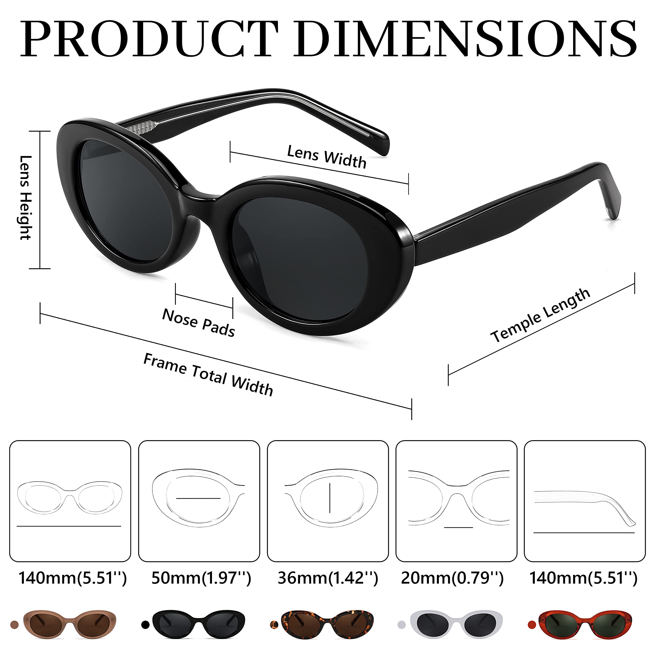 FEISEDY Sunglasses Womens, Retro Oval Cateye Sun Glasses Men, Small 90s Style B4128