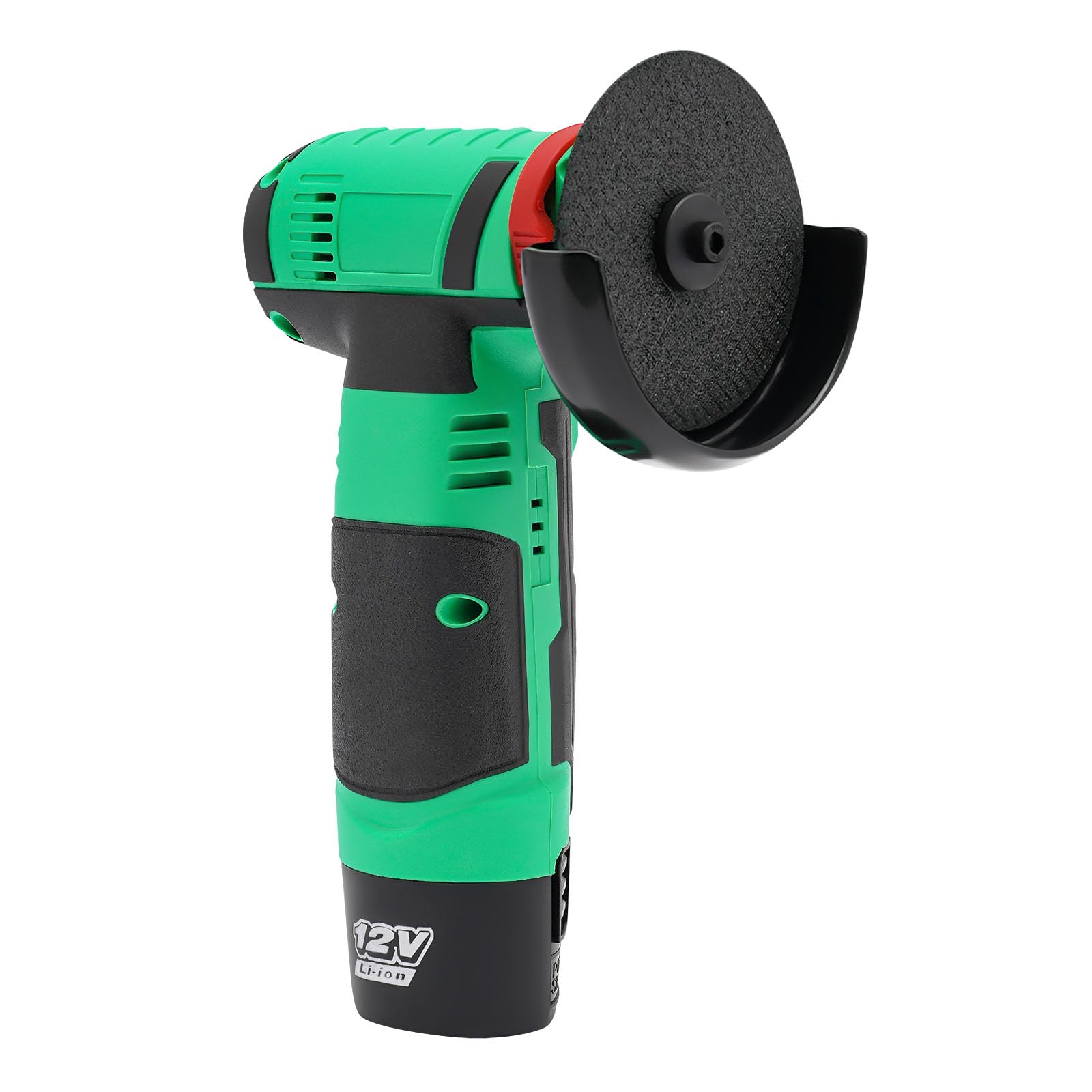 HuaShuani Cordless Angle Grinder, Rechargeable Electric Cutting Machine Angle Grinder, 12V Mini Portable Brushless 19500RMP, 2 Batteries, for Plastic/Pipe/Drywall Cutting and Grinding, Green
