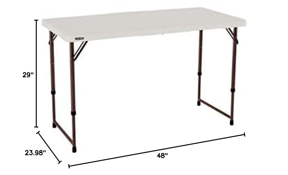 Lifetime 4432 4-Foot Half Adjustable Folding Table, Almond