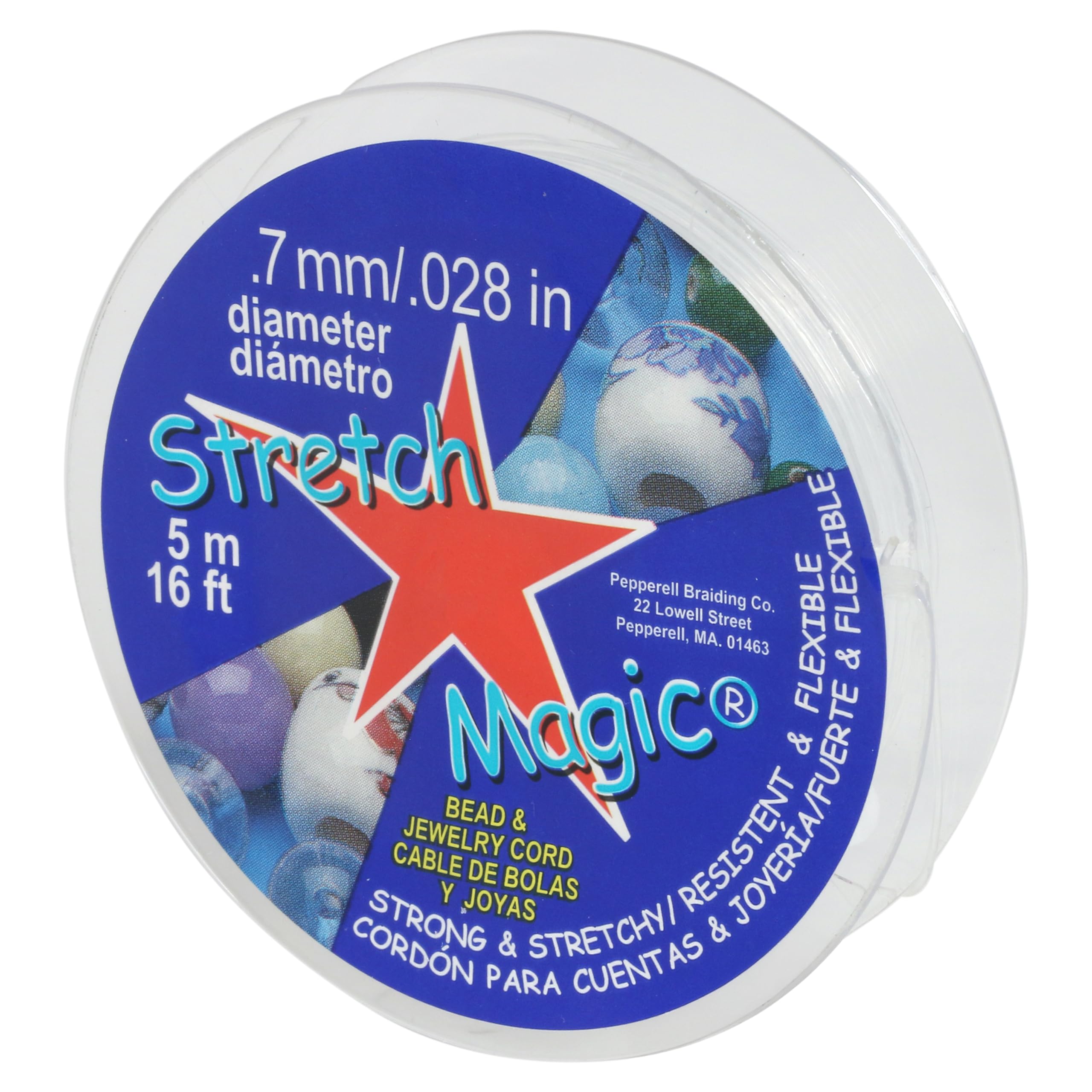 Pepperell SMF-1-5 0.7mm Stretch Magic Bead and Jewelry Cord, 5m, Clear