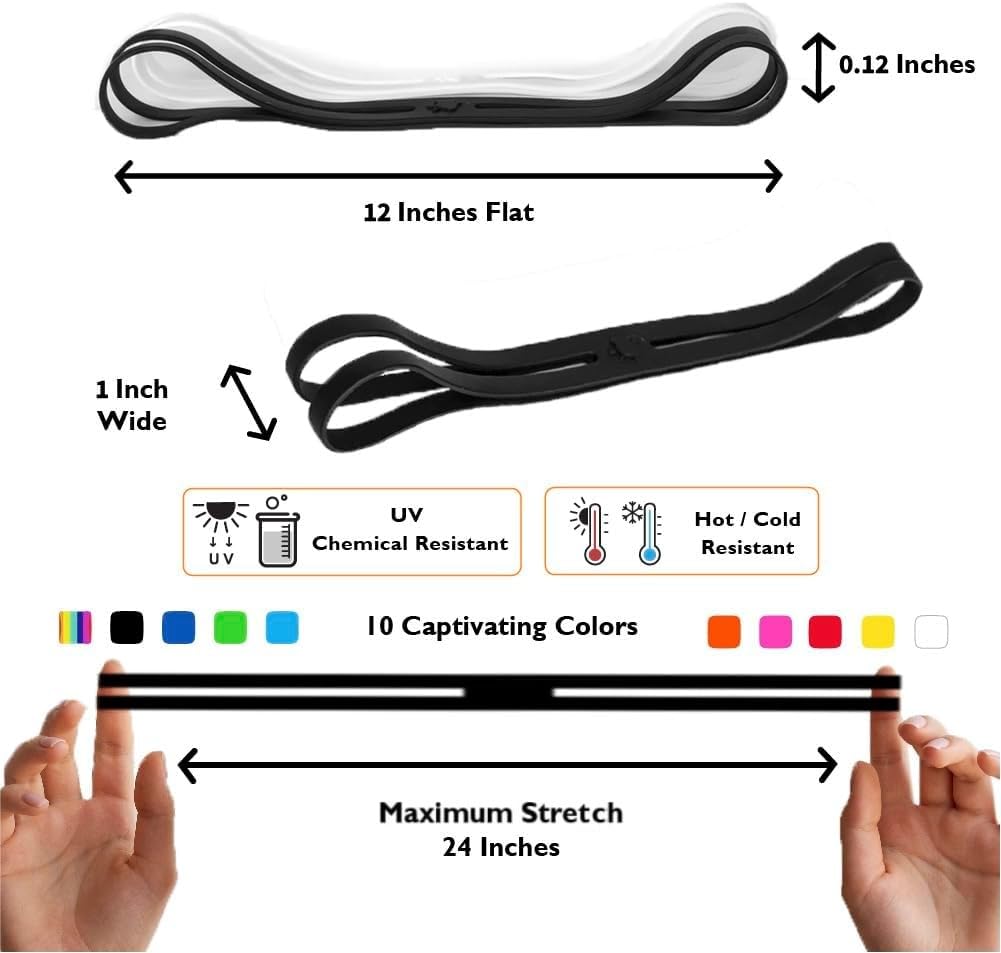 GRIFITI H Band Joes Colorful Cross Style 4, 6, 9, 12 Inch Assorted 20 Pack X Shape Wrist, Folders, Cameras, Art, Cooking, Wrapping, Exercise, Bag, Dungies, Big Strong & Heavy Duty Silicone Long Rubber