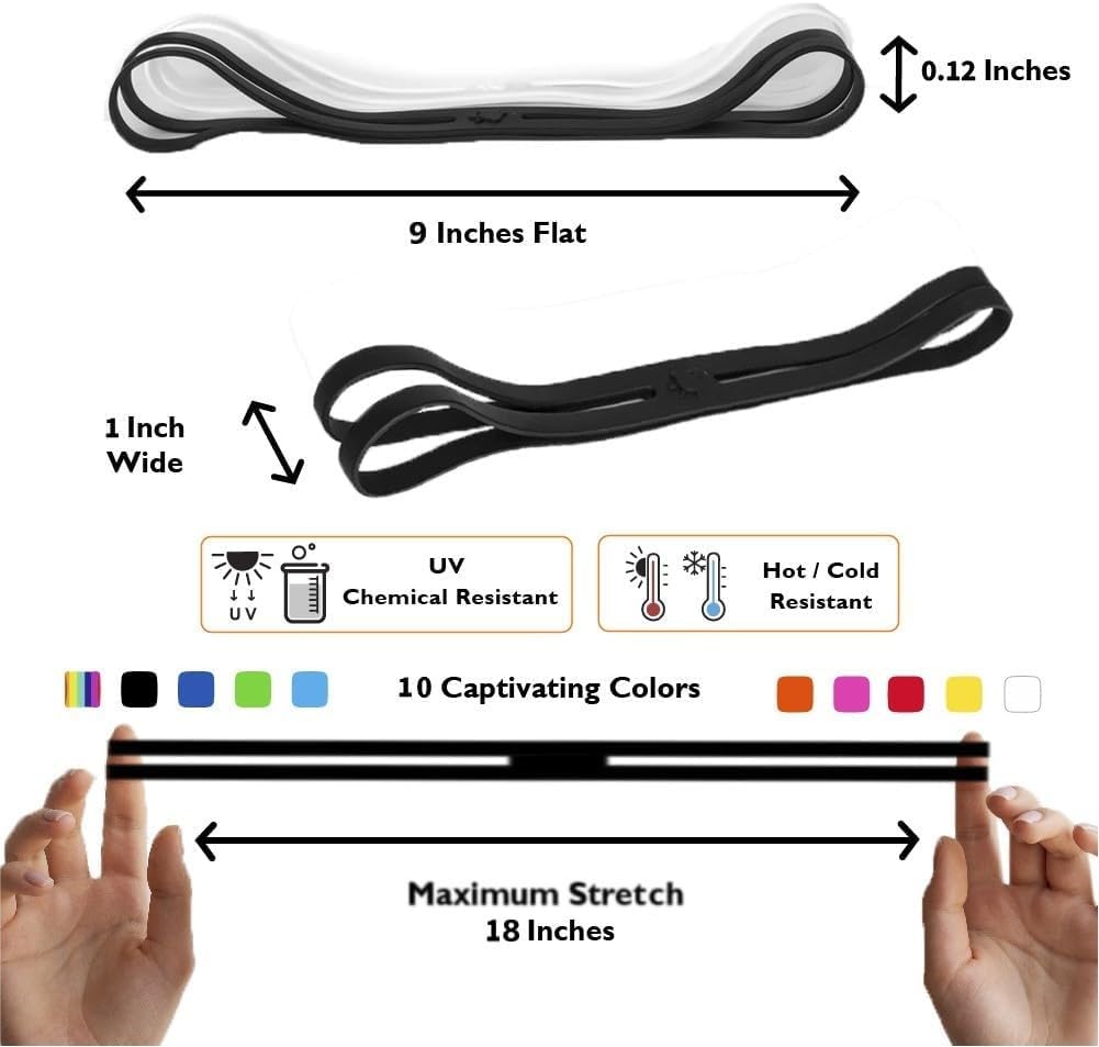 GRIFITI H Band Joes Colorful Cross Style 4, 6, 9, 12 Inch Assorted 20 Pack X Shape Wrist, Folders, Cameras, Art, Cooking, Wrapping, Exercise, Bag, Dungies, Big Strong & Heavy Duty Silicone Long Rubber