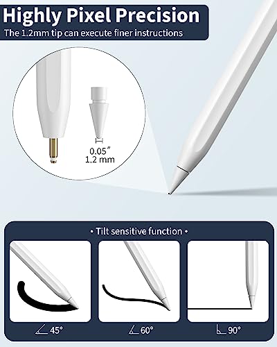 Minibesky iPad Pencil 2nd Generation with Magnetic Wireless Charging,With Apple Pencil Magnetic Charger,Compatible with iPad 6/7/8/9/10,iPad Pro 11 in 1/2/3/4,iPad Pro 12.9 in 3-6th,iPad Air,iPad Mini