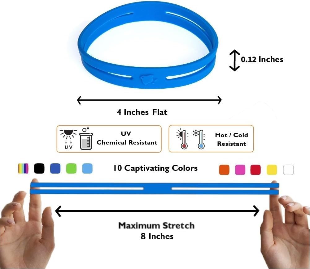 GRIFITI H Band Joes Colorful Cross Style 4, 6, 9, 12 Inch Assorted 20 Pack X Shape Wrist, Folders, Cameras, Art, Cooking, Wrapping, Exercise, Bag, Dungies, Big Strong & Heavy Duty Silicone Long Rubber