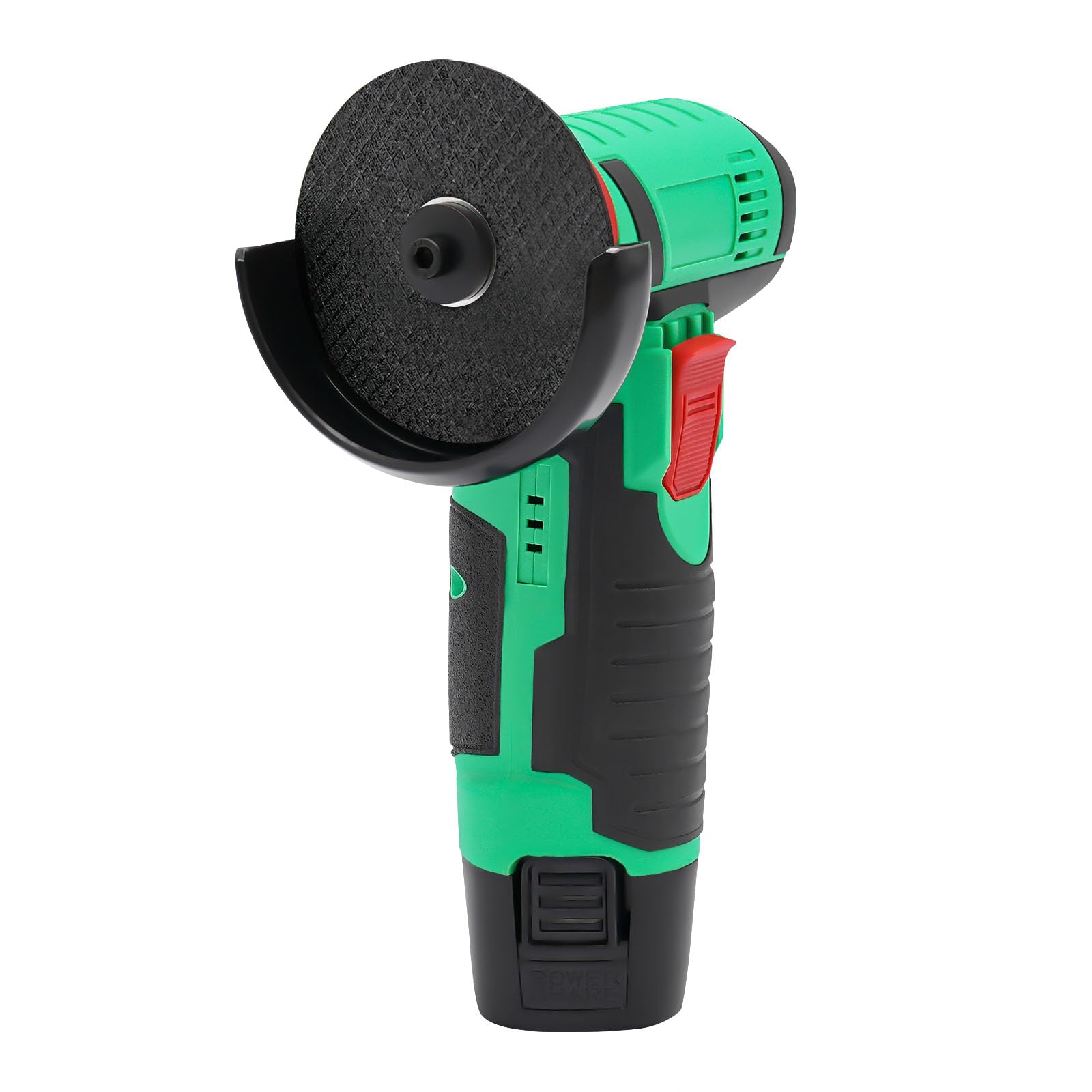 HuaShuani Cordless Angle Grinder, Rechargeable Electric Cutting Machine Angle Grinder, 12V Mini Portable Brushless 19500RMP, 2 Batteries, for Plastic/Pipe/Drywall Cutting and Grinding, Green