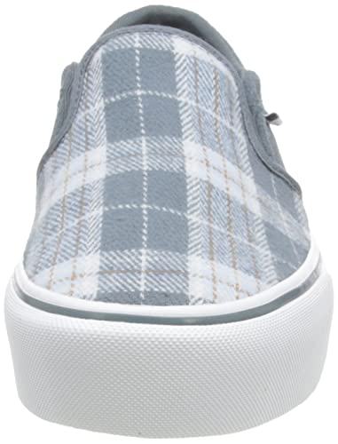 Vans Unisex Asher Platform Slip On Low Cut Design Skate Shoe Sneaker - Plaid Mix Dark Grey 7.5