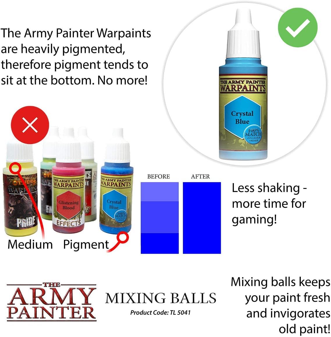 The Army Painter Paint Mixing Balls - Rust-proof Stainless Steel Paint Mixing Balls for Mixing Model Paints - Stainless Steel Mixing Agitator Balls and Paint Balls, 5.5mm/apr. 0.22β, 100 Pcs