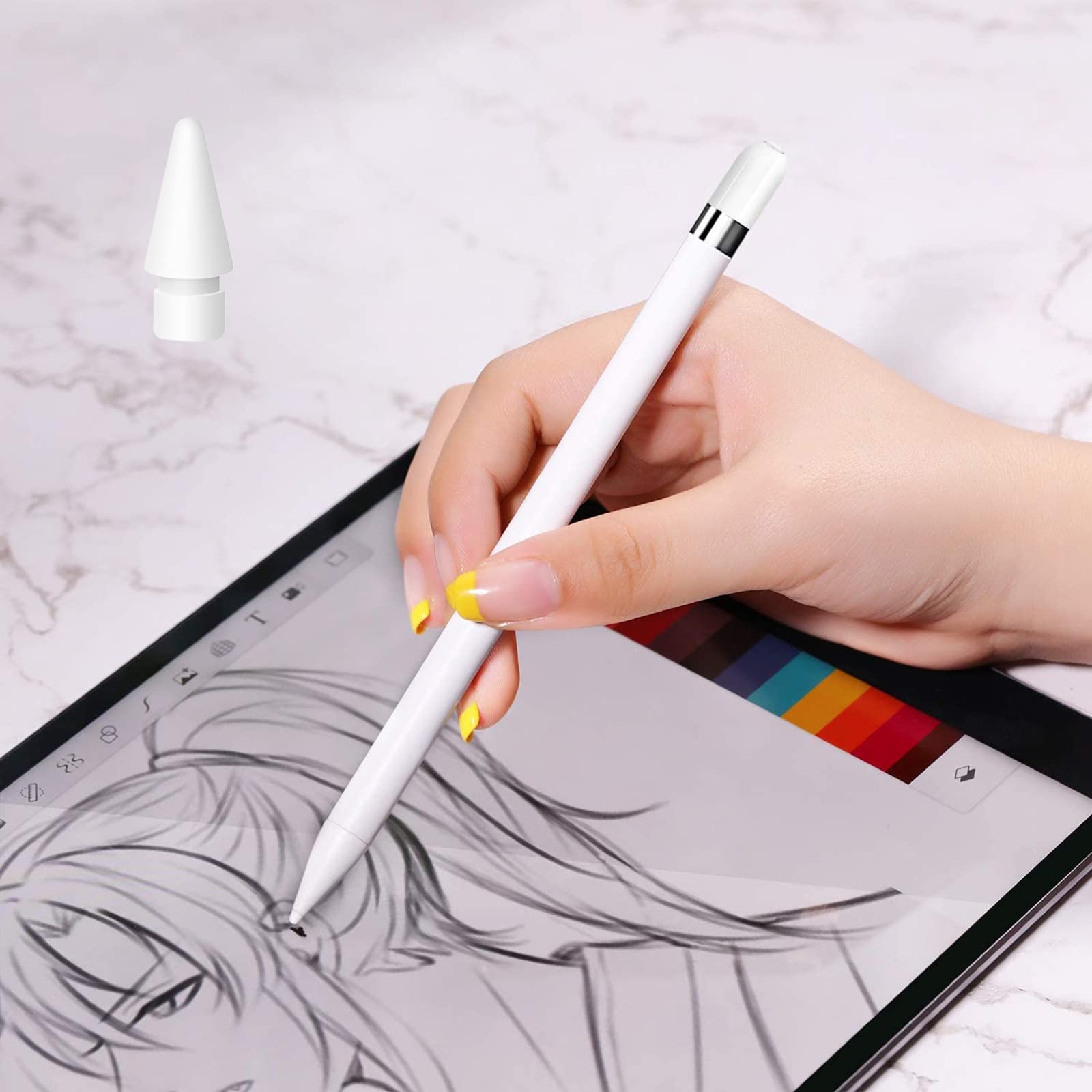 ILamourCar Charging Adapter Compatible with Apple Pencil 1st, Magnetic Replacement Cap for Apple Pencil, Replacement Tips Compatible with Apple Pencil 1st Generation