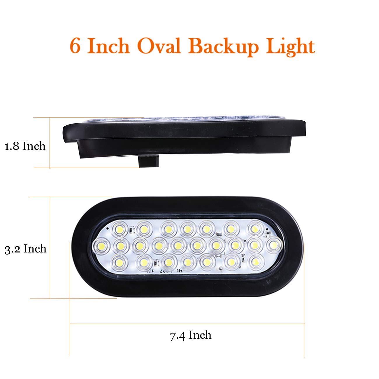 NPAUTO 6" Oval LED Trailer Lights 24 White LED Reverse Backup Lights Waterproof Trailer Stop Turn Tail Light for RV Trucks (4)